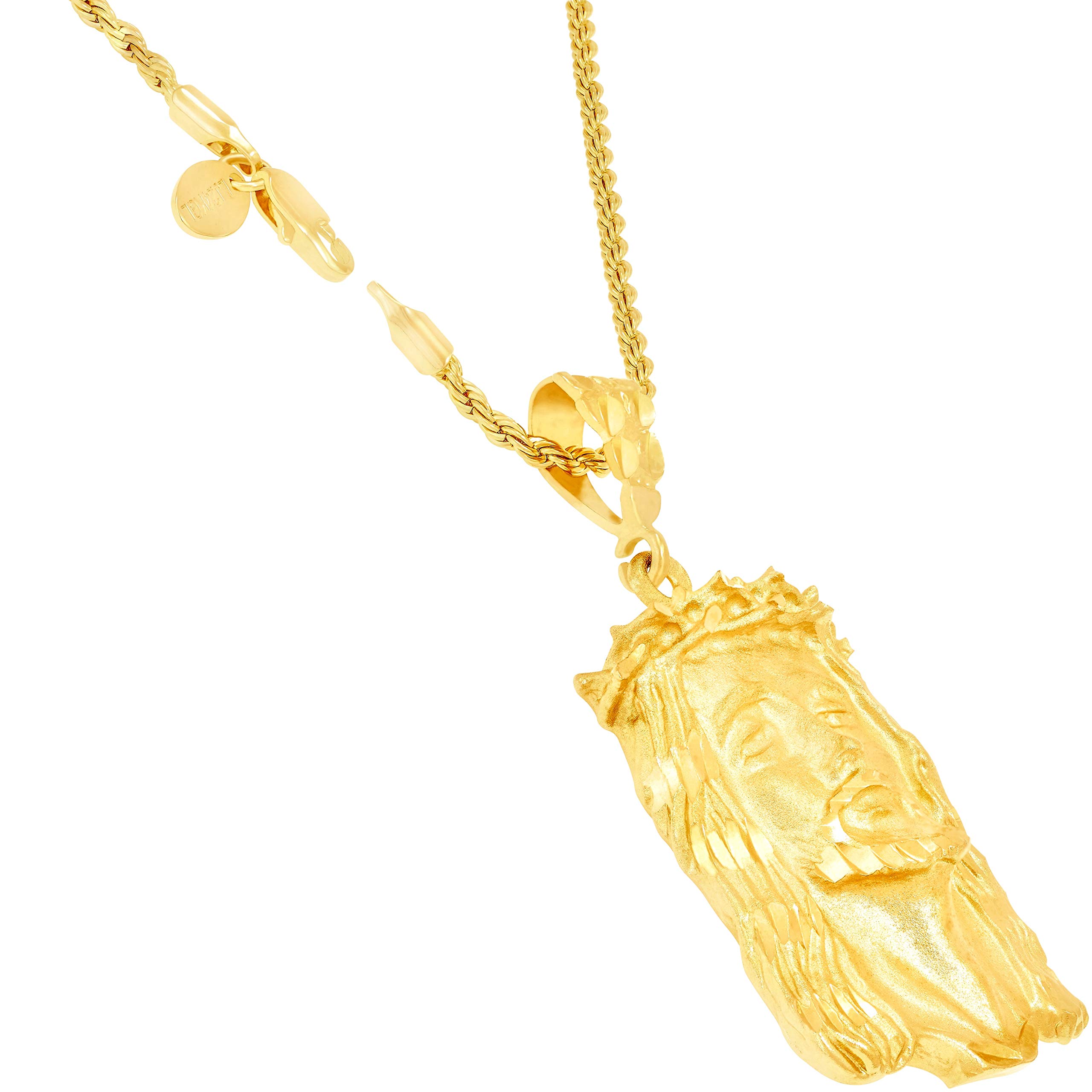 LIFETIME JEWELRY Face of Christ Pendant Necklace for Women & Men 24k Real Gold Plated