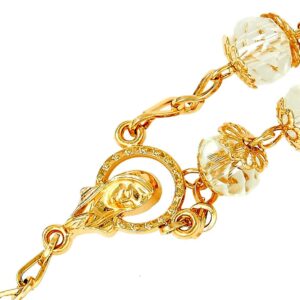 LIFETIME JEWELRY Rosary Necklace Crystal Prayer Beads 24K Real Gold Plated