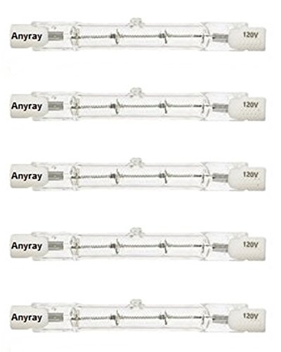 Anyray A1824Y (5-Pack) 120V 50W 50 Watt J Type DE T3 78mm Halogen Bulbs 3 1/8'' inch