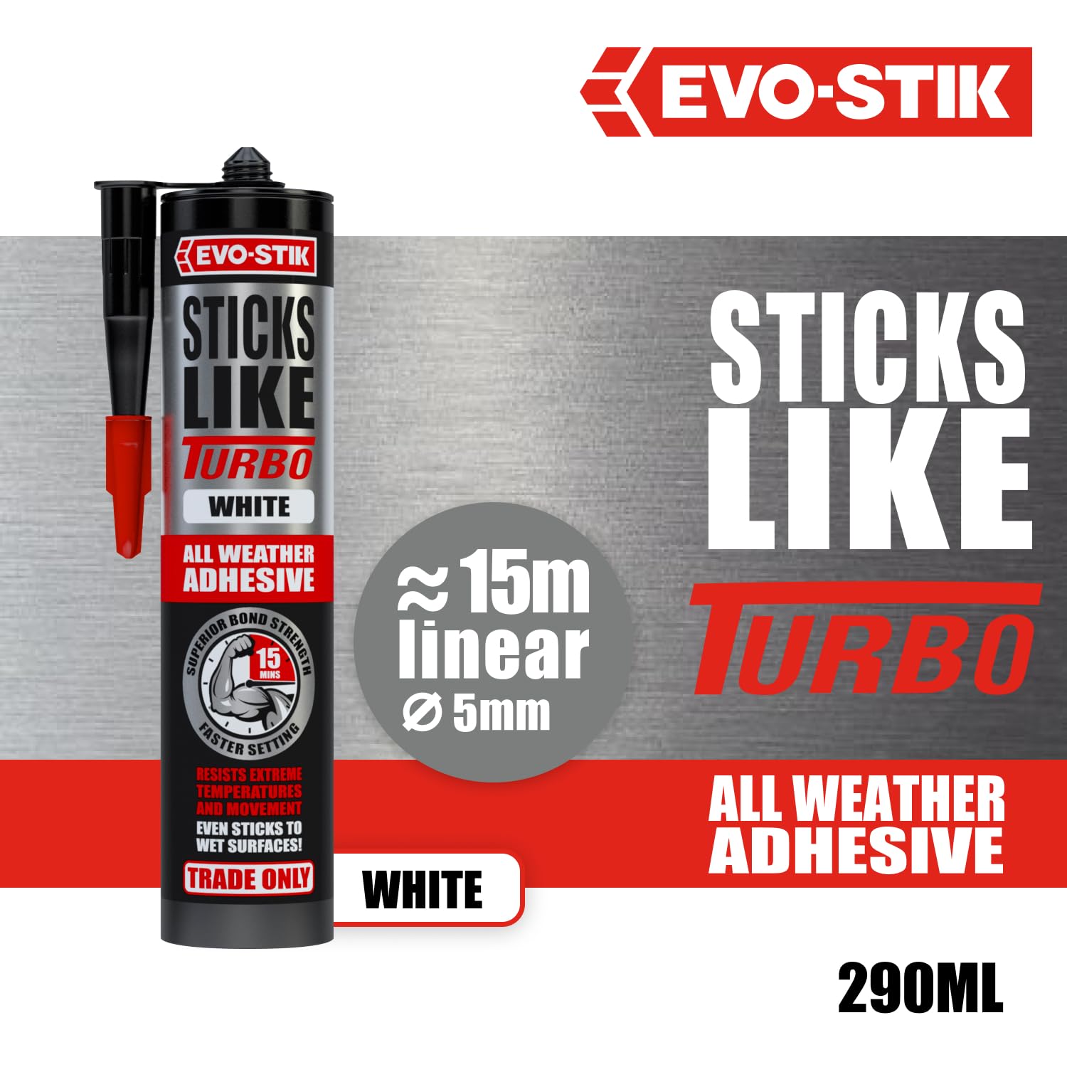 EVO-STIK 30614238 Sticks Like Turbo-White, 290ml