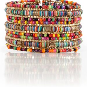 SPUNKYsoul Bohemian Multi-Colored Sequin Gold Cuff Bracelet Collection