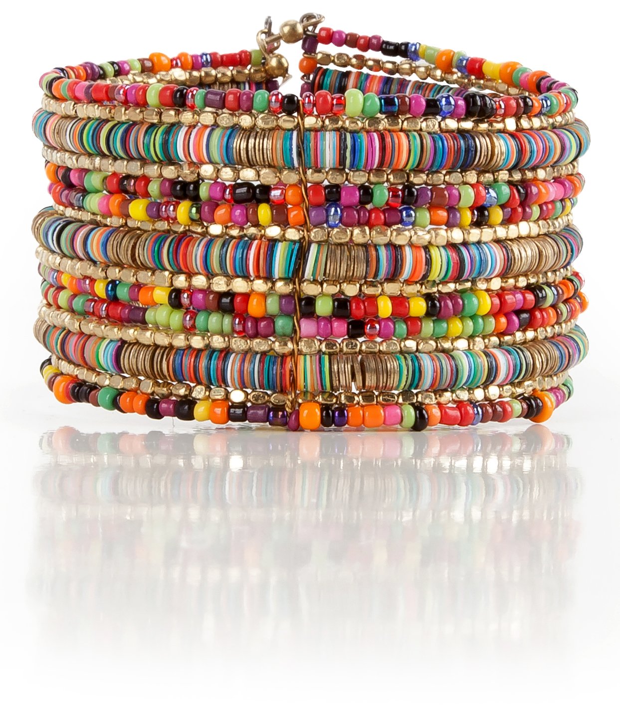 SPUNKYsoul Bohemian Multi-Colored Sequin Gold Cuff Bracelet Collection