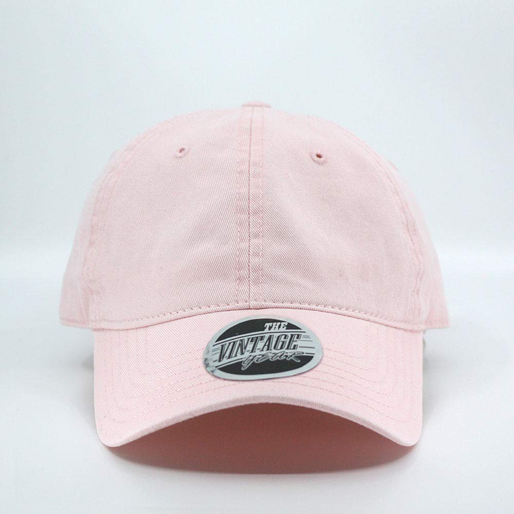 Classic Washed Cotton Twill Low Profile Adjustable Baseball Cap (Soft Pink)