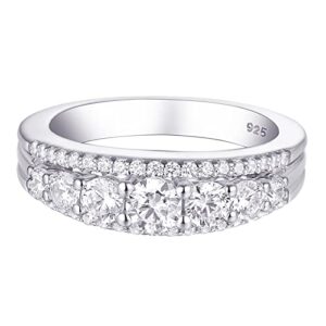 newshe 1.13ct round white aaaaa cz 925 sterling silver wedding band eternity ring size 7