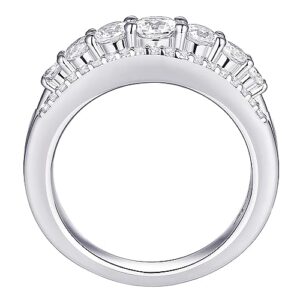 Newshe 1.13ct Round White AAAAA Cz 925 Sterling Silver Wedding Band Eternity Ring Size 7