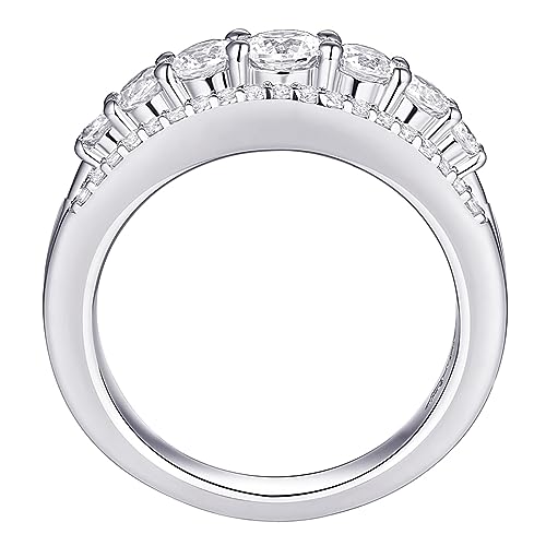 Newshe 1.13ct Round White AAAAA Cz 925 Sterling Silver Wedding Band Eternity Ring Size 7