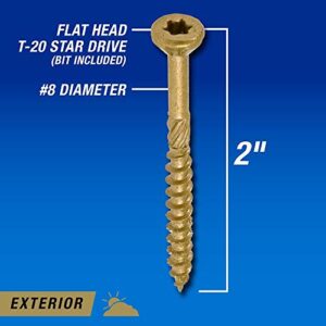 Power Pro 967775 Wood Screws, #8 x 2", Premium Outdoor Deck Screws, Rust Resistant, Epoxy Coated Bronze, 3000pcs Box