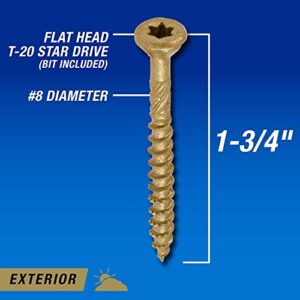 Power Pro 967774 Wood Screws, #8 x 1-3/4", Premium Outdoor Deck Screws, Rust Resistant, Epoxy Coated Bronze, 4000pcs Box