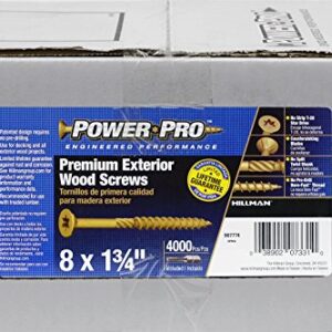 Power Pro 967774 Wood Screws, #8 x 1-3/4", Premium Outdoor Deck Screws, Rust Resistant, Epoxy Coated Bronze, 4000pcs Box