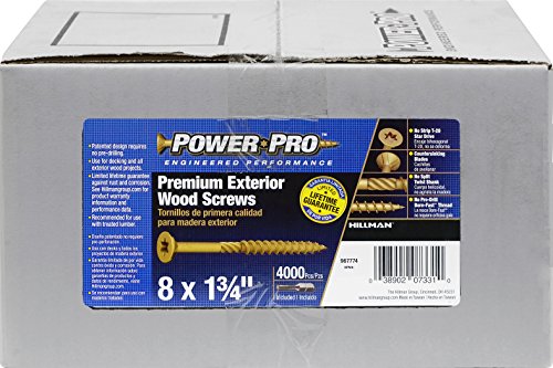 Power Pro 967774 Wood Screws, #8 x 1-3/4", Premium Outdoor Deck Screws, Rust Resistant, Epoxy Coated Bronze, 4000pcs Box