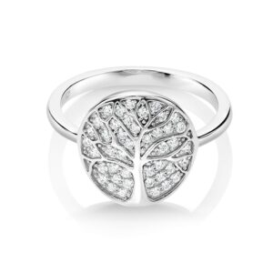 gem stone king 925 sterling silver gorgeous white tree of life women ring set with zirconia (available in size 5, 6, 7, 8, 9)