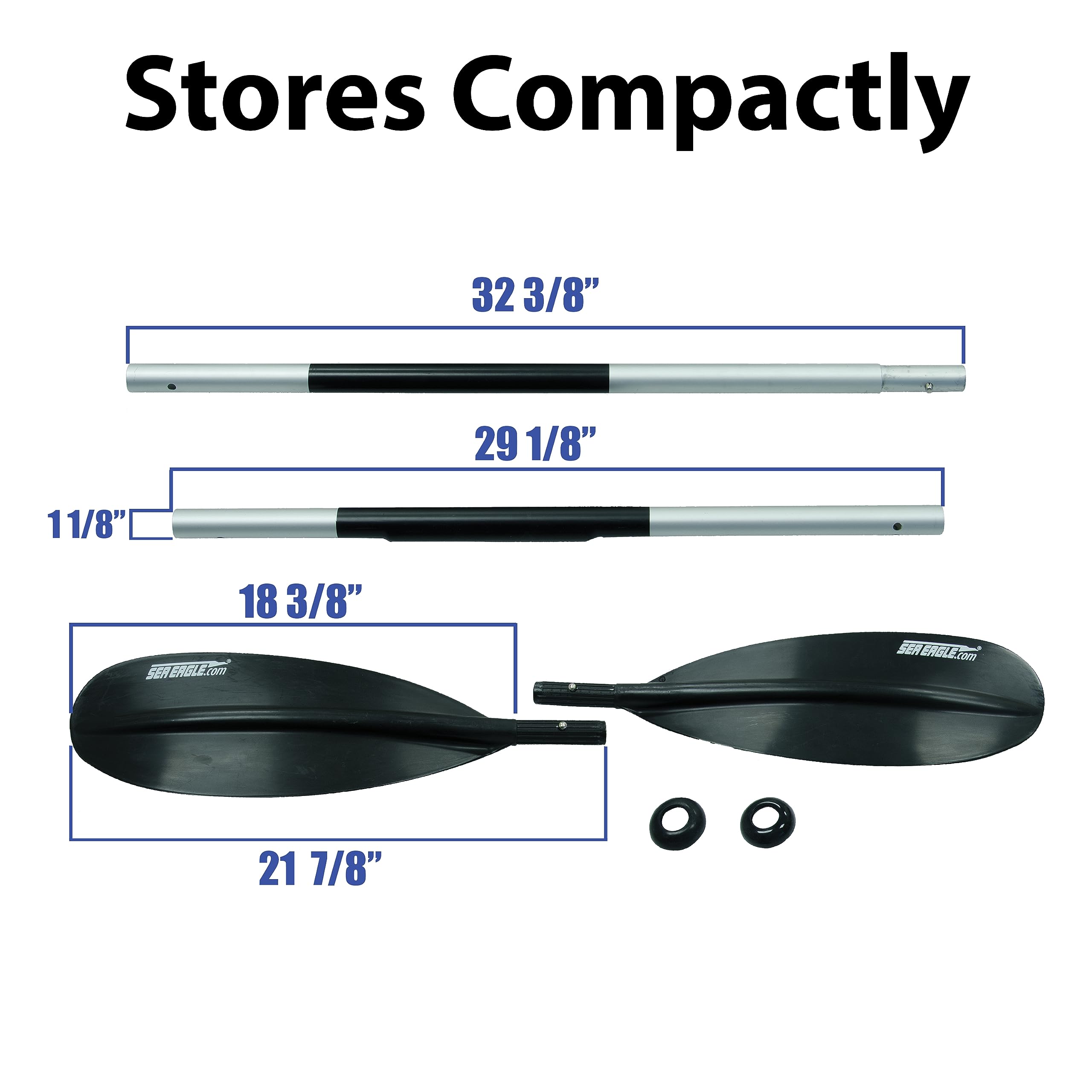 Sea Eagle 4 Part Easy Pack Kayak Paddle (7'10 inch) with Asymmetrical Fiberglass Reinforced Nylon Blades Boats (1)