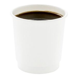 Restaurantware 500-CT Disposable White 4-oz Hot Beverage Cups with Double Wall Design: No Need for Sleeves-Perfect for Cafes-Eco Friendly Recyclable Paper-Insulated Wholesale Takeout Coffee Cup