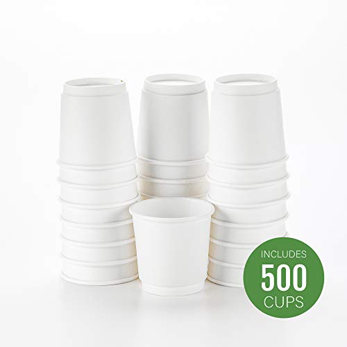 Restaurantware 500-CT Disposable White 4-oz Hot Beverage Cups with Double Wall Design: No Need for Sleeves-Perfect for Cafes-Eco Friendly Recyclable Paper-Insulated Wholesale Takeout Coffee Cup