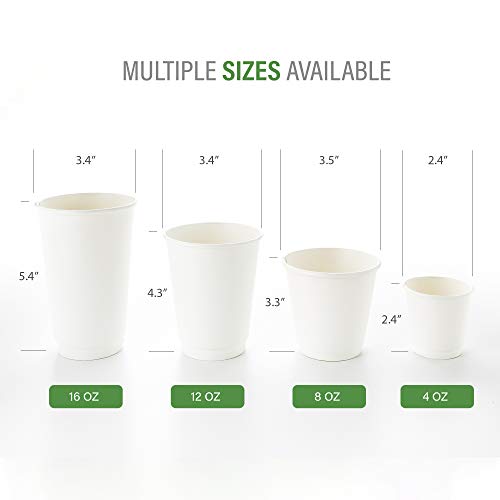 Restaurantware 500-CT Disposable White 4-oz Hot Beverage Cups with Double Wall Design: No Need for Sleeves-Perfect for Cafes-Eco Friendly Recyclable Paper-Insulated Wholesale Takeout Coffee Cup