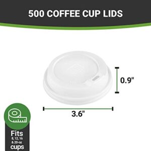 LIDS ONLY: 500-CT Disposable White Lid for Coffee and Tea Cups - Fits 8, 12, 16, 20-OZ Cups: Perfect for Coffee Shops, Juice Shops, and Takeout - Restaurantware