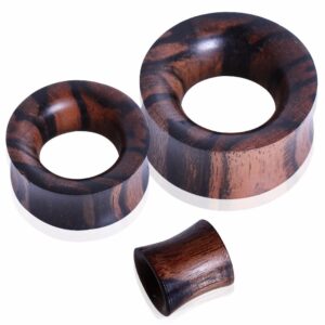 Zebra Wood Flesh Tunnel Plug