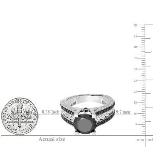 Dazzlingrock Collection 5.00 Carat (ctw) 14K Round Black & White Diamond Bridal Engagement Ring 5 CT, White Gold, Size 6