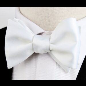 Alizeal Solid Self Bow Tie Woven Bowties for Men, White