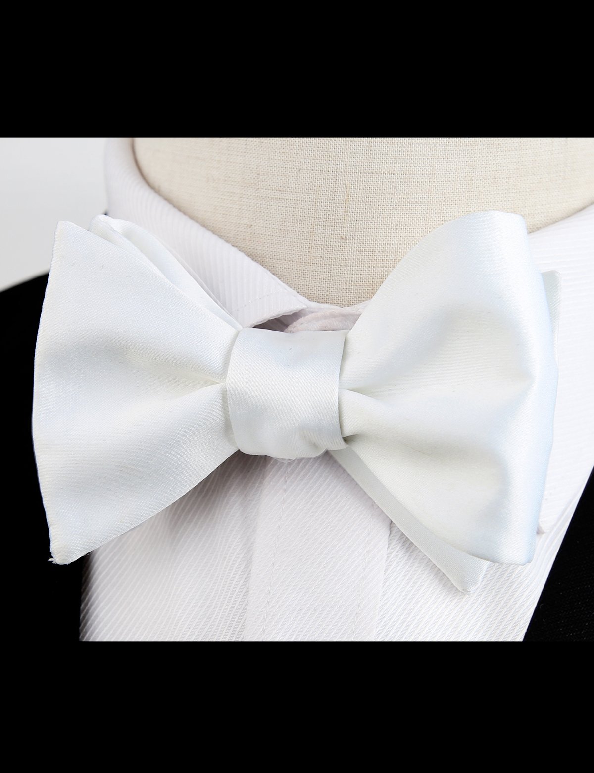 Alizeal Solid Self Bow Tie Woven Bowties for Men, White