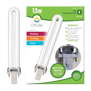 ottlite 13w replacement tube light bulb with electronic ballast bulb - compact fluorescent light replacement - bright natural daylight for bedroom & living room - low heat & glare type e light bulb…