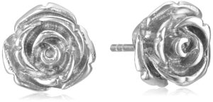 amazon essentials 925 sterling silver rose earrings for women, nickel-free hypoallergenic jewelry gift, push back stud earrings., (previously amazon collection)