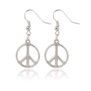 simple large peace sign earrings , silver peace earrings , silver earrings , cnd earrings , retro jewellery , handmade jewelry , hippie