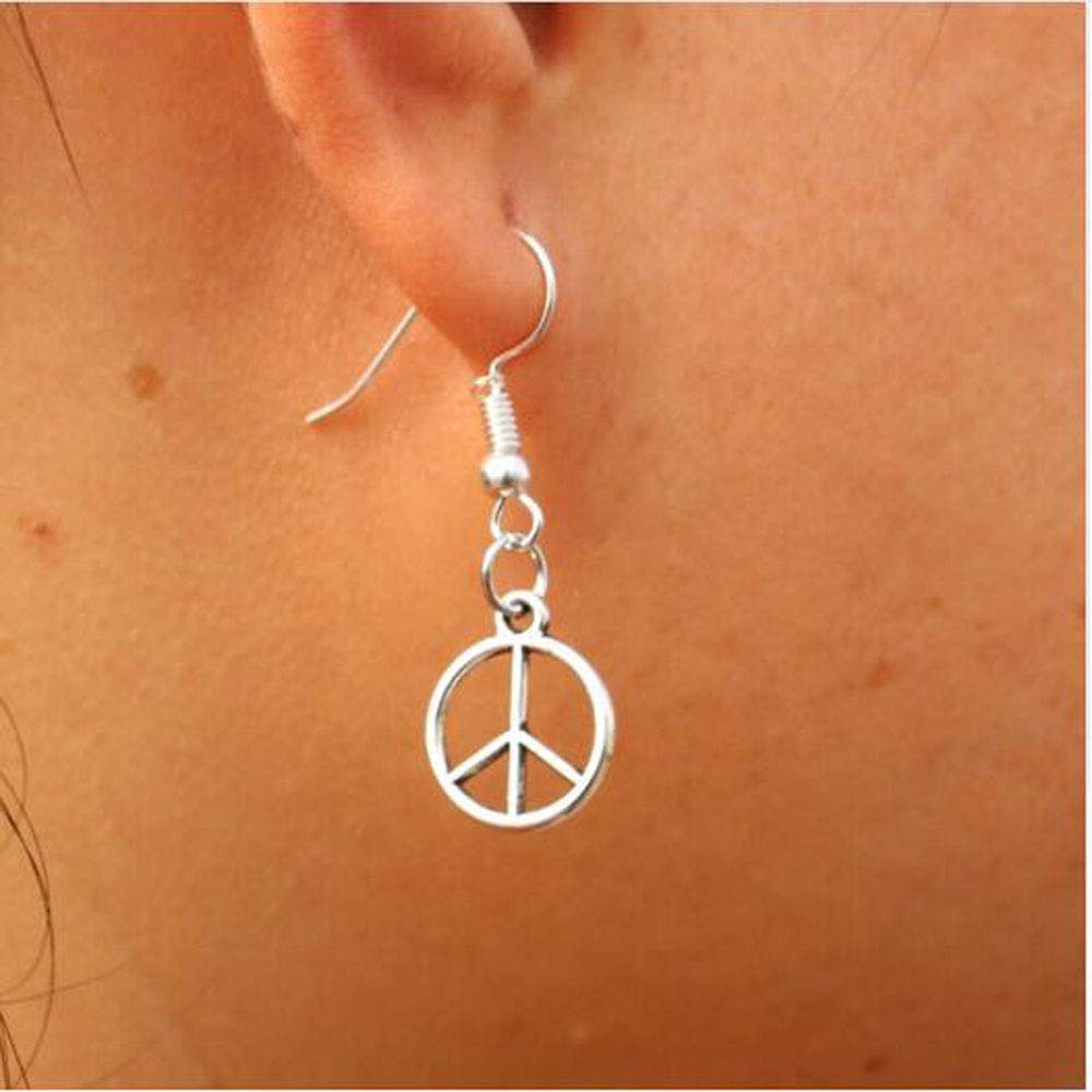 Simple Large Peace Sign Earrings , Silver Peace Earrings , Silver Earrings , CND Earrings , Retro Jewellery , Handmade Jewelry , Hippie