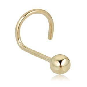 avora 14k yellow gold 2mm ball curved nose ring twist screw body jewelry (22 gauge)