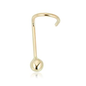 AVORA 14K Yellow Gold 2mm Ball Curved Nose Ring Twist Screw Body Jewelry (22 Gauge)