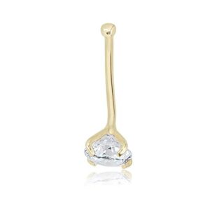 AVORA 14K Yellow Gold Simulated Diamond CZ Nose Ring Stud - 3mm (20 Gauge)