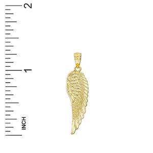 Gold Diamond-cut Angel Wing Charm - 10 Karat Solid Gold - Angel Wing Pendant - Angel Wing Jewelry (Large)