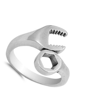 Wrench Ring Artistic Mechanic Tool New .925 Sterling Silver Band Size 13