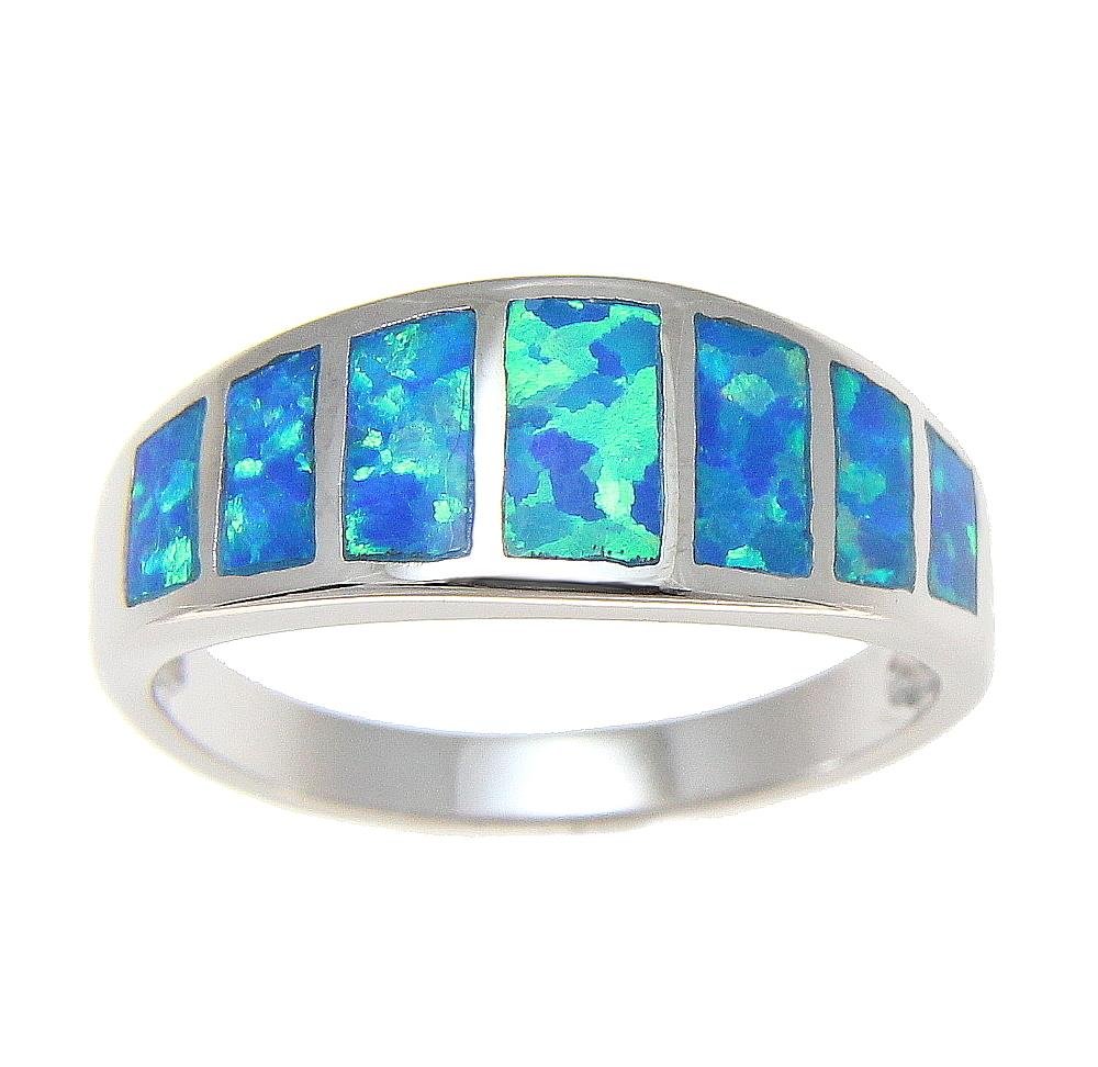 Arthur's Jewelry Sterling silver 925 women men blue synthetic opal ring size 9