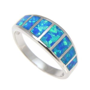 Arthur's Jewelry Sterling silver 925 women men blue synthetic opal ring size 9