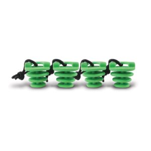 shoreline marine propel paddle gearkayak scupper stoppers | universal design | sturdy lanyard | highly visible green | boating accessory