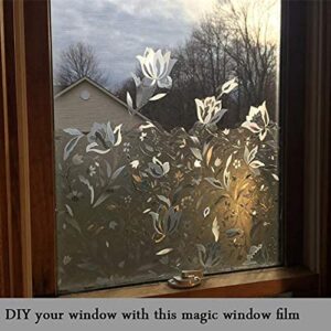 Window Film Privacy No Glue Static Cling 17.5" by 78.7" Glass Film Decorative Window Films Heat Control for Home Kitchen Office