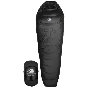 hyke & byke shavano 32 f hiking & backpacking sleeping bag - 3 season, 650fp duck down sleeping bag - ultralight - black - 78in - regular