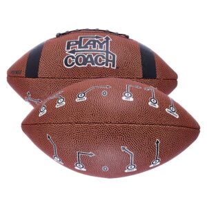 playcoach youth football in junior & peewee sizes with 10 basic passing routes for kids 6 to 12 - endorsed by drew brees, beach football, kids football, leather peewee size football