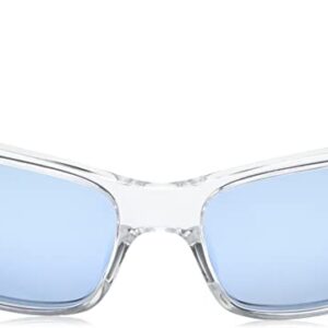 Revo Sunglasses Crawler: Polarized Performance Rectangle Sport Wrap Frame, Clear Crystal Frame with Blue Water Lens