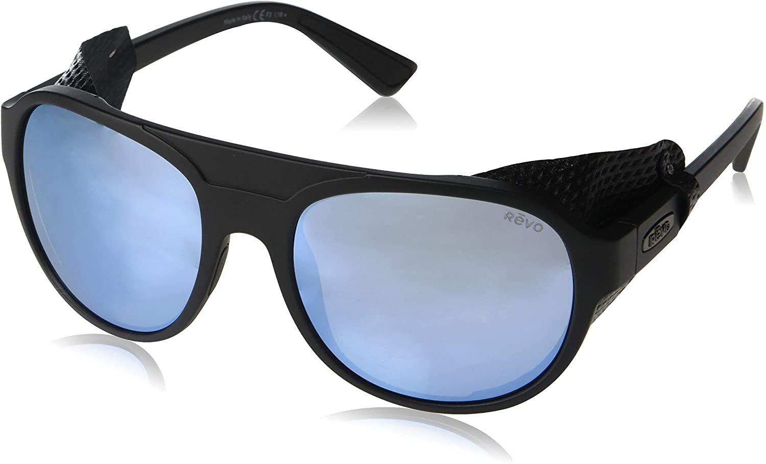 Revo Traverse 57mm High Contrast Polarized Serilium 6-Base Lens Technology Sunglasses, part of the Serilium Collection, Black Frame (RE 1036)