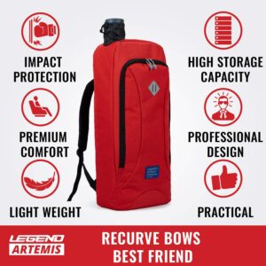 Legend Artemis Archery Backpack for Recurve Bow - Professional Bow Backpack for Travels - Storage Pockets for Gear & Accessories - Protective Foam Padding - Comes with Arrow Tube Case - 11"x8"x27"