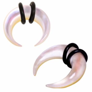 wildklass jewelry organic mother of pearl pincher taper with o-rings