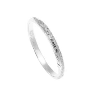 Arthur's Jewelry Sterling silver 925 2mm Hawaiian scroll hand engraved ring band size 8