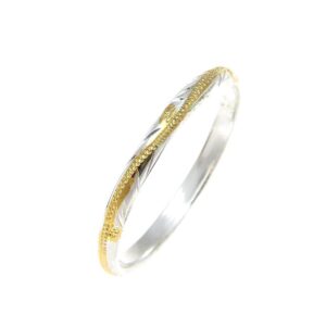 arthur's jewelry sterling silver 925 2 tone yellow gold plated 2mm hawaiian scroll hand engraved ring band size 2