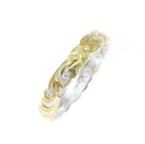 arthur's jewelry sterling silver 925 4mm 2tone yellow gold plated hawaiian scroll hand engraved cut out ring band size 10