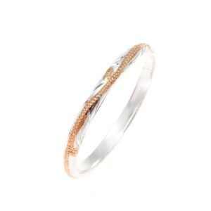 arthur's jewelry sterling silver 925 2 tone pink rose gold plated 2mm hawaiian scroll hand engraved ring band size 8.5