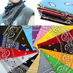 monochef One Dozen/12pcs Assorted Bandanas 22X22 Inch 100% Cotton Novelty Double Sided Print Paisley Cowboy Bandana Party Favor Scarf Headband Handkerchiefs