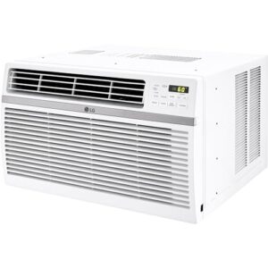 lg 12,000 btu window air conditioner, 115v, cools 550 sq.ft. for bedroom, living room, apartment, quiet operation, electronic control with remote, 3 cooling & fan speeds, auto restart, white