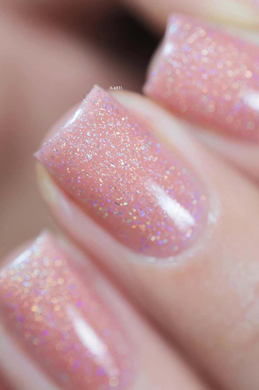 ILNP Sweet Pea - Seashell Pink Holographic Sheer Jelly Nail Polish